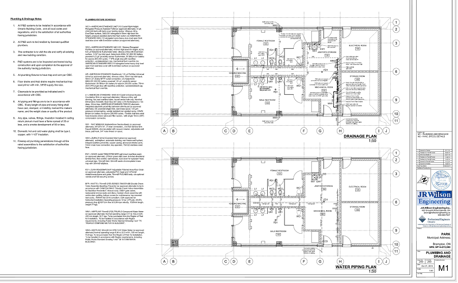 HVAC Plumbing drawings and calculations for Commercial permit